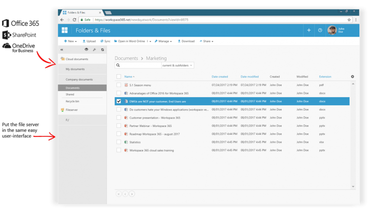 How to integrate a local and Azure file server into Workspace 365 ...